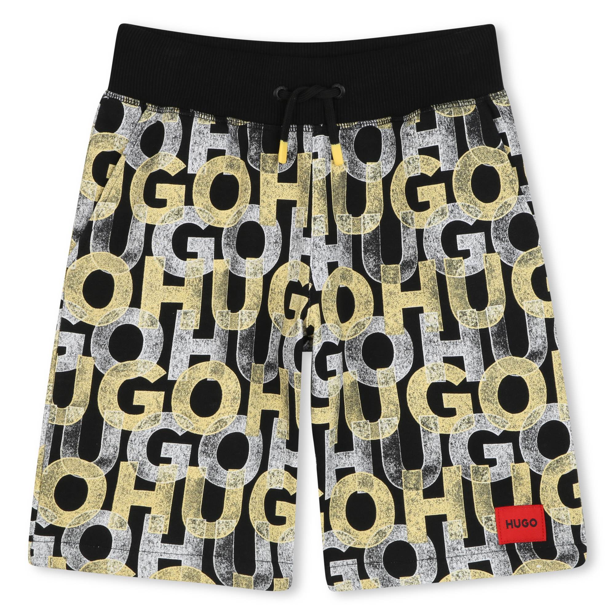 Hugo Shorts All Over Logo Black Yellow – Mio Mondo